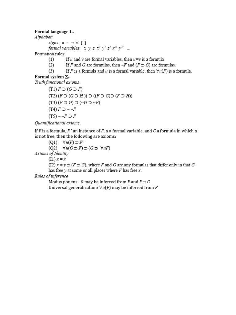 Formal Systems Summary | PDF | Axiom | Mathematics