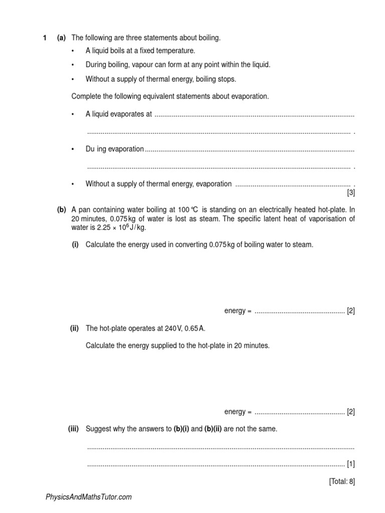 Simple Kinetic Molecular Model of Matter 6 QP | PDF | Boiling | Pressure