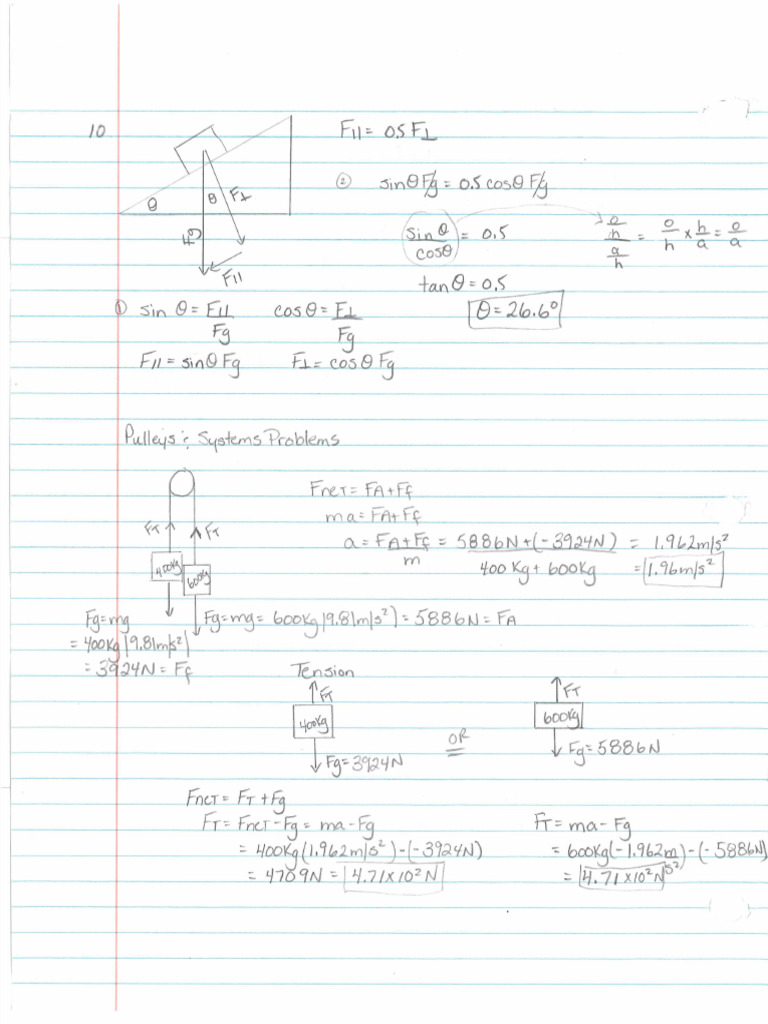 Pulley and Systems Practice SOLUTIONS | PDF