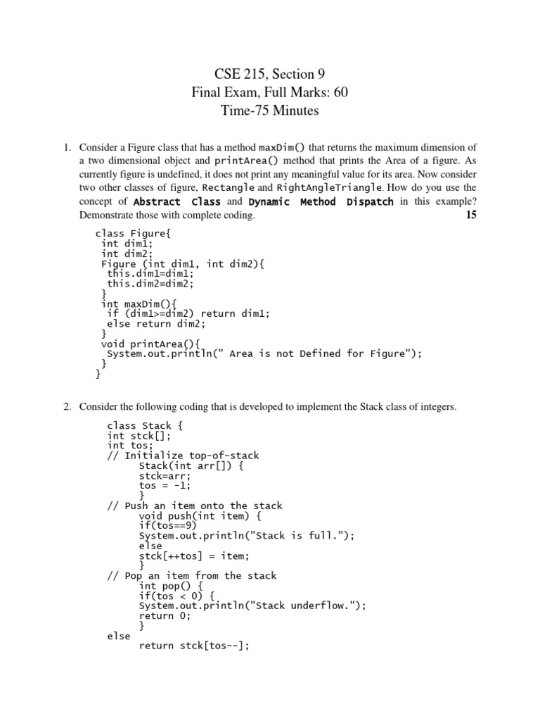 CSE215 Final Exam by RRN NSU | PDF
