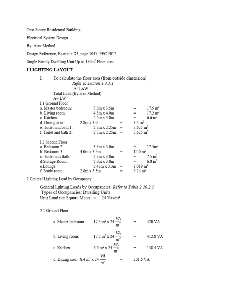 Two Storey Residential Building Computation | PDF | Fuse (Electrical) | Alternating Current