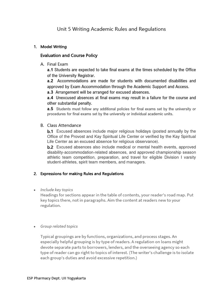 5 Writing Academic Rules and Regulations | PDF | Career & Growth