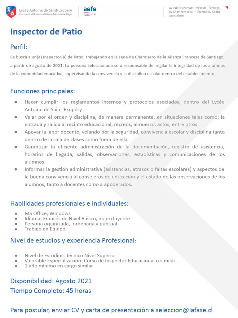 Inspector de Patio | PDF