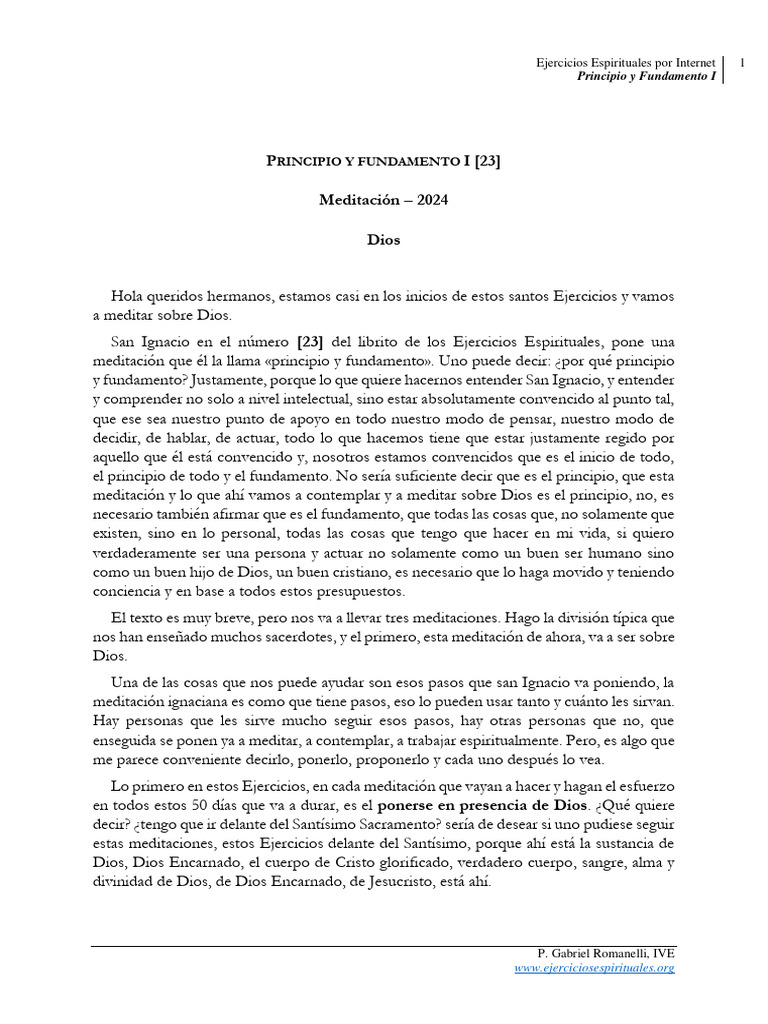 2024 - Romanelli - Principio y Fundamento I | PDF | Dios | Trinidad