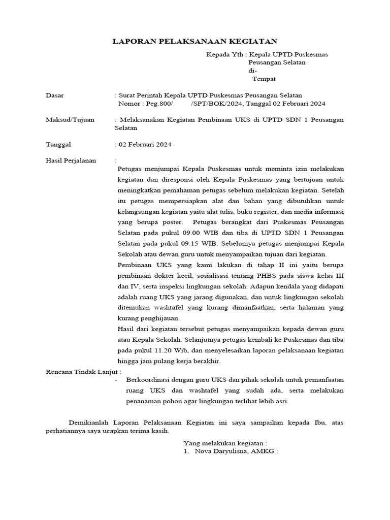 LPD Pembinaan Uks Feb 2024 | PDF