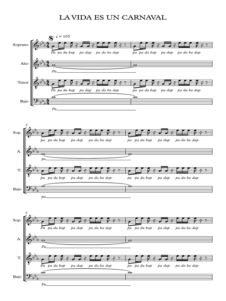 LA VIDA ES UN CARNAVAL - Partitura Completa | PDF