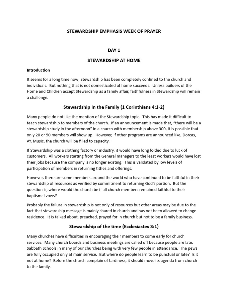 Stewardship Emphasis Week of Prayer | PDF | Abraham | Elijah