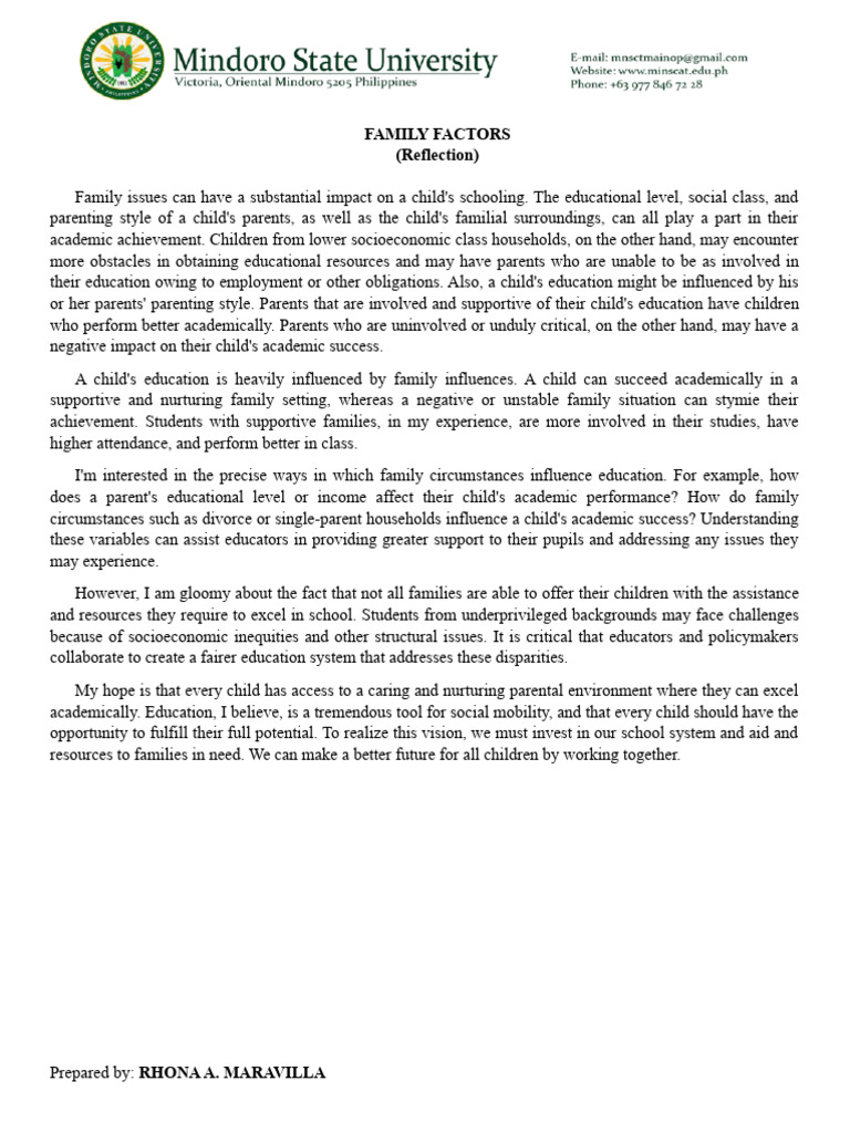 Family Factors | PDF | Socioeconomic Status | Parenting