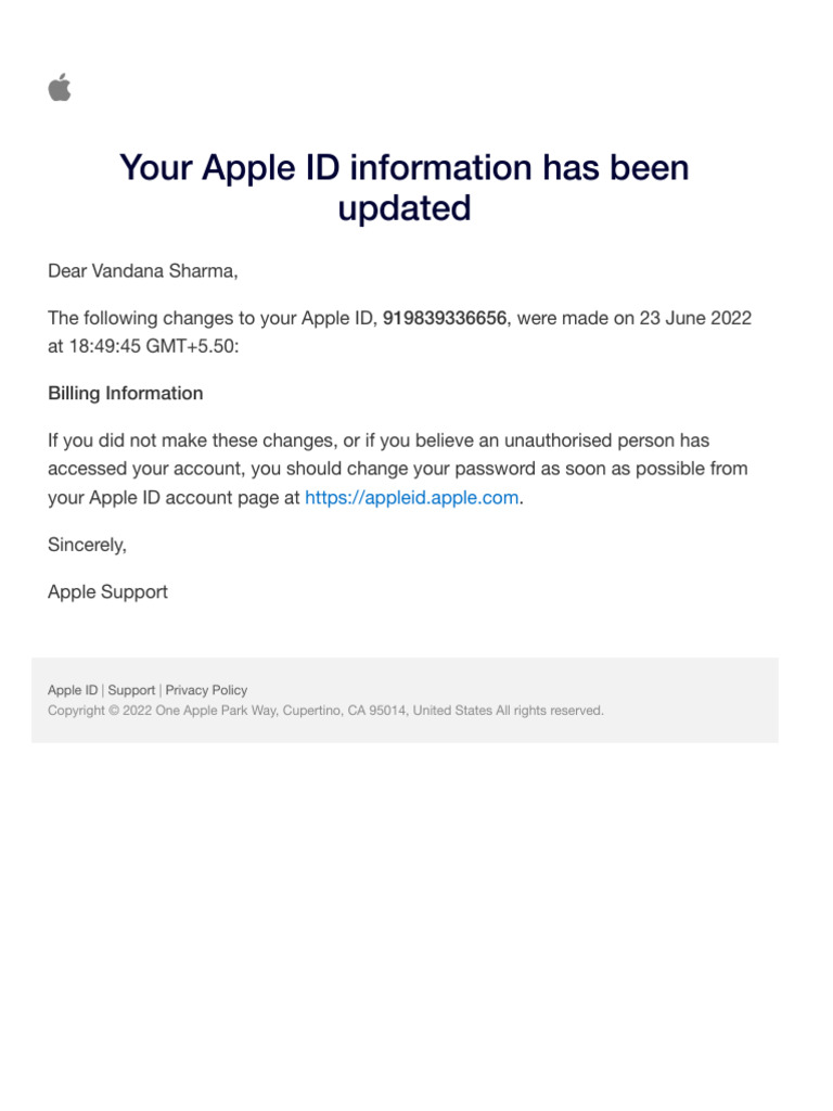 Apple ID Update Notification Alert | PDF | Career & Growth
