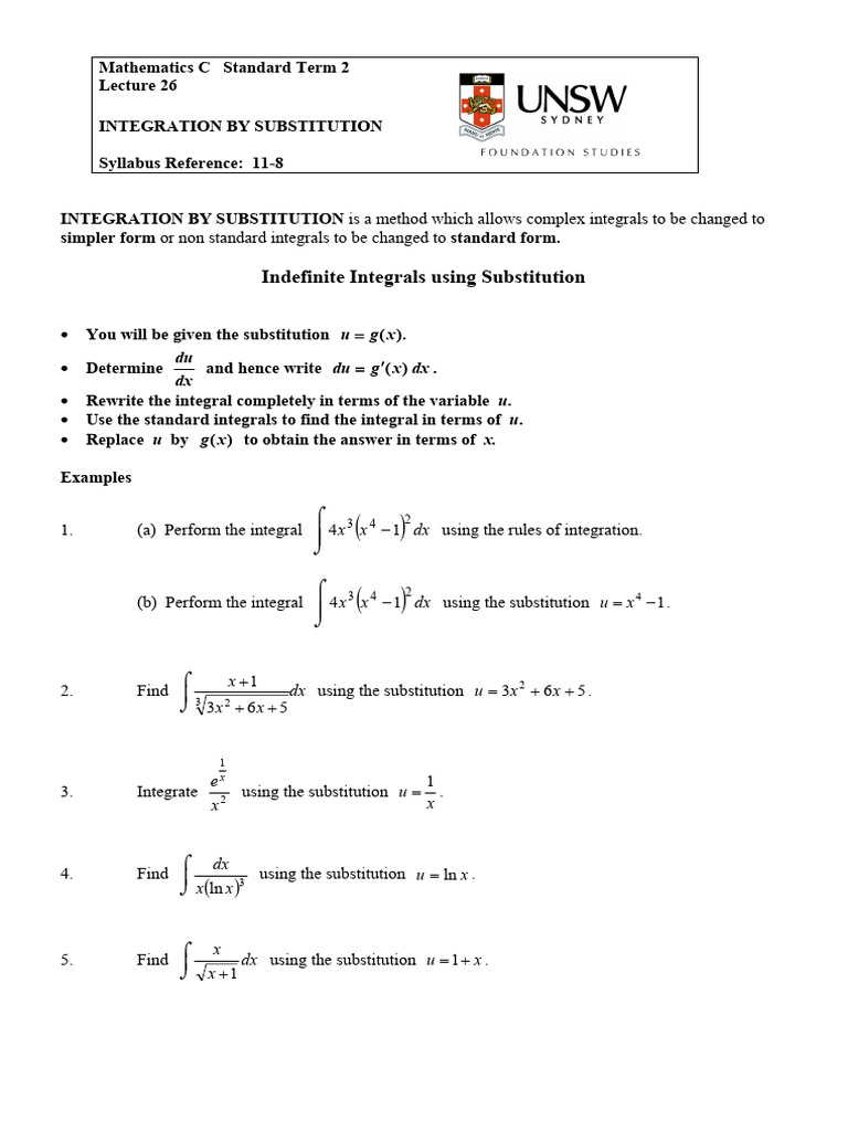 L26 Integration by Substitution | PDF | Integral | Demand