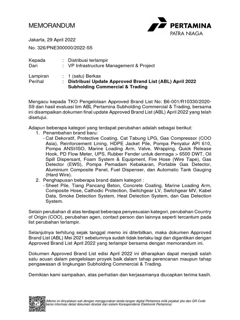 ABL (29 April 2022) Pertamina Patra Niaga | PDF | Teknologi & Rekayasa