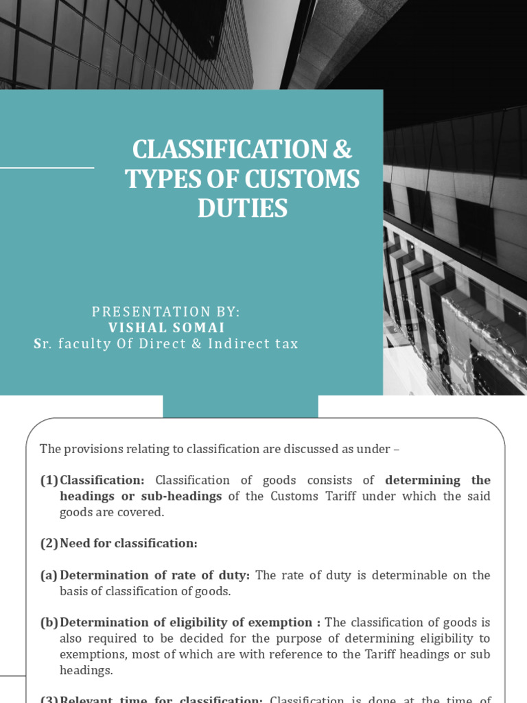 Classification & Types of Customs Duties | PDF | Dumping (Pricing ...