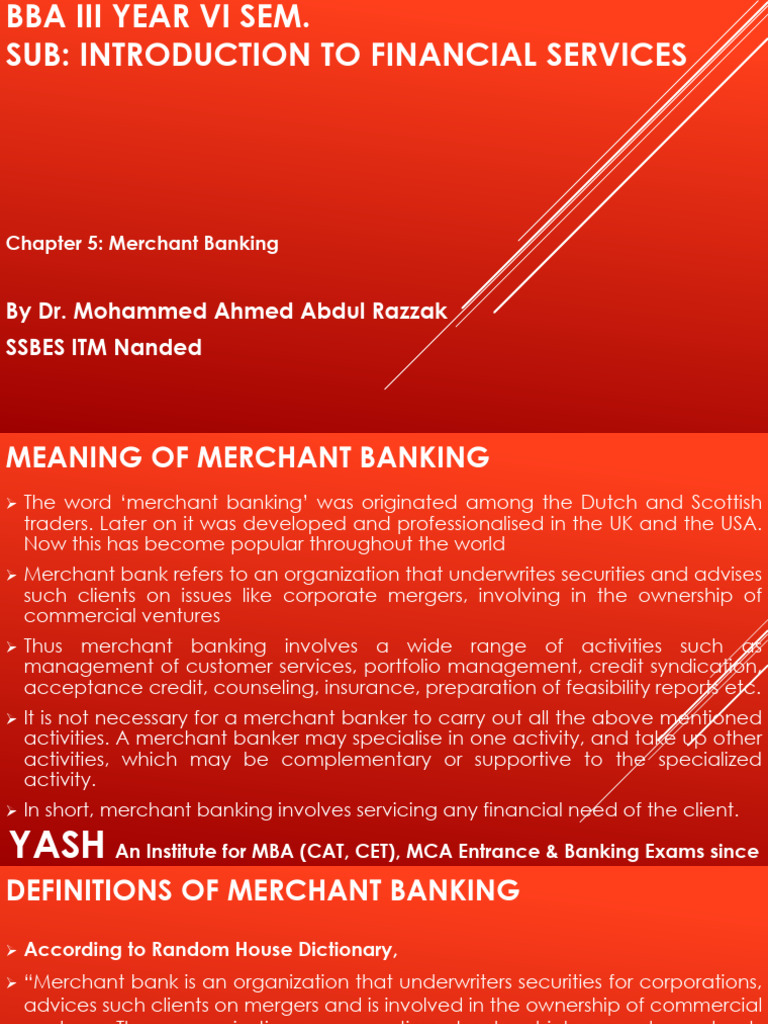 Ch.5 Merchant Banking | PDF | Banks | Mergers And Acquisitions