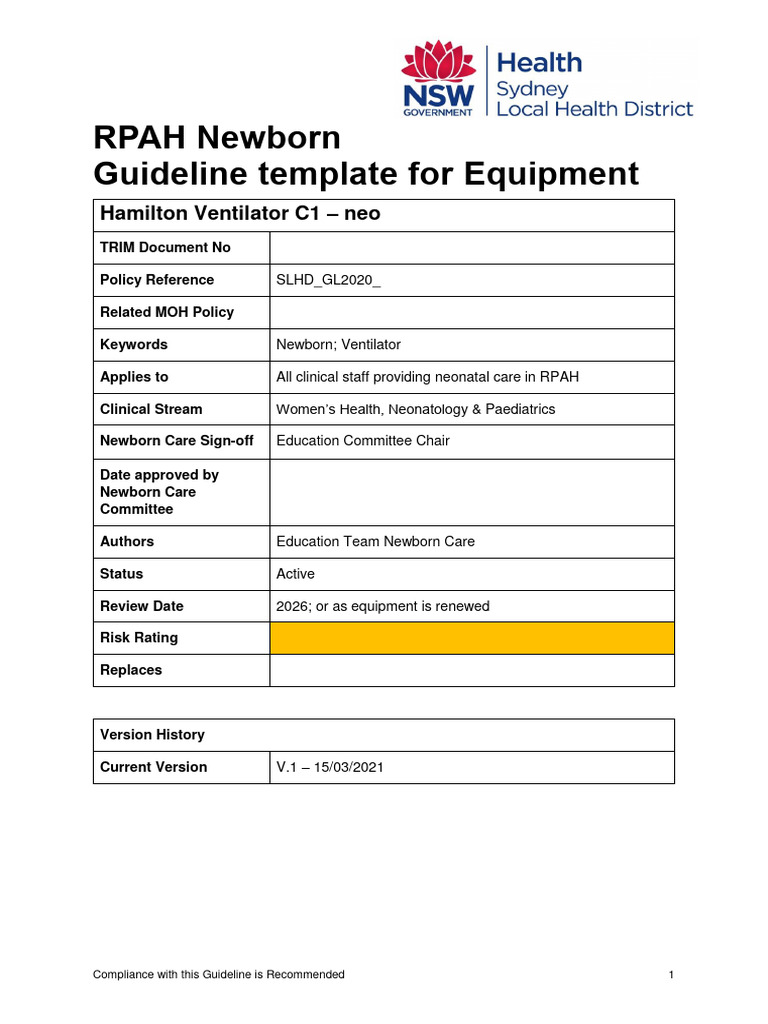 Hamilton Vent Neonate | PDF | Clinical Medicine | Respiration