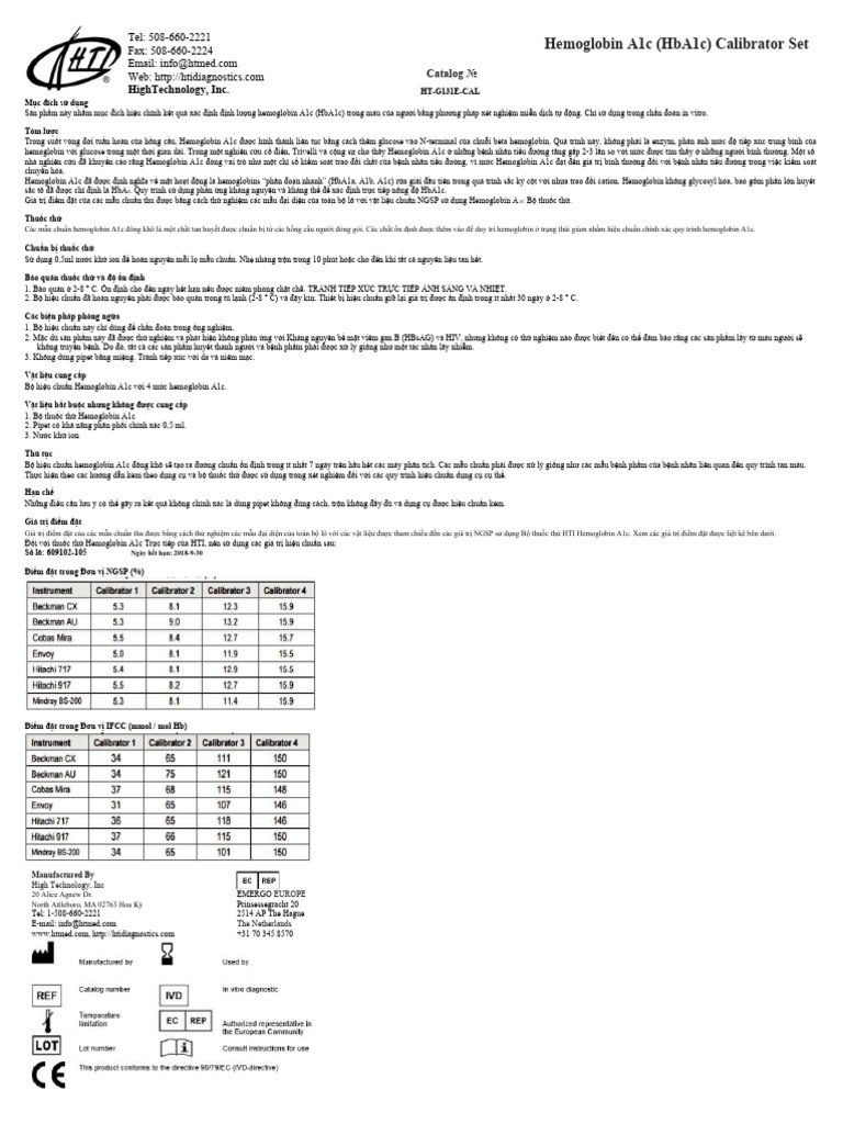 Hemoglobin A1c (HbA1c) Calibrator Set | PDF