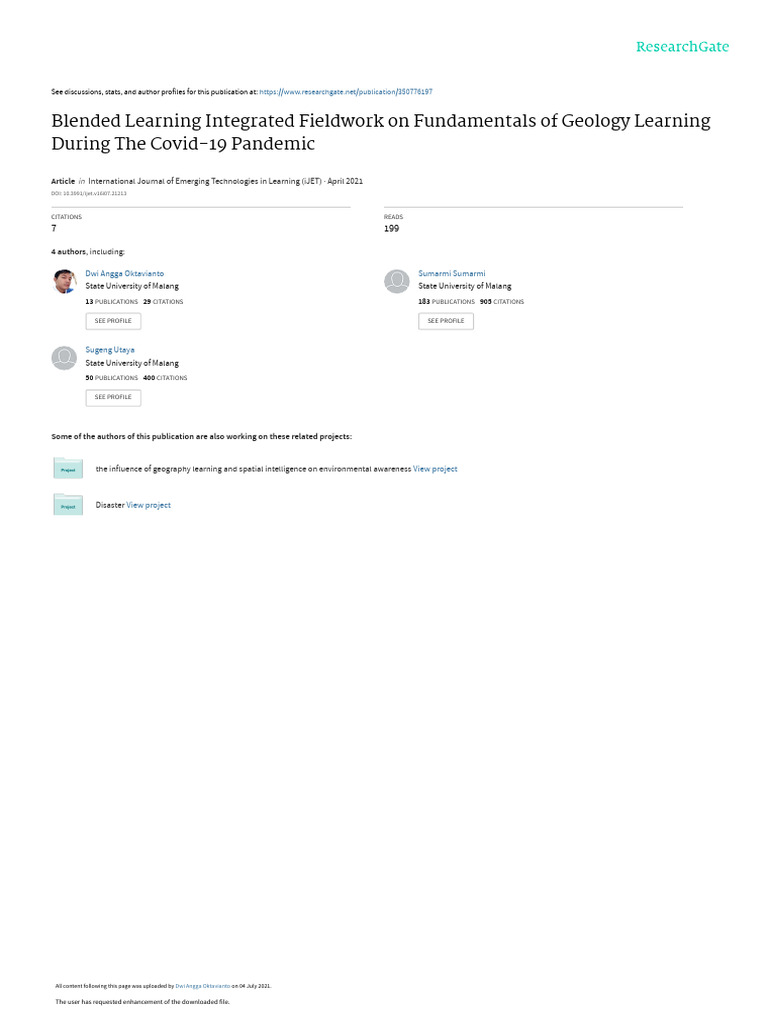 Blended Learning Integrated Fieldwork On Fundament | PDF