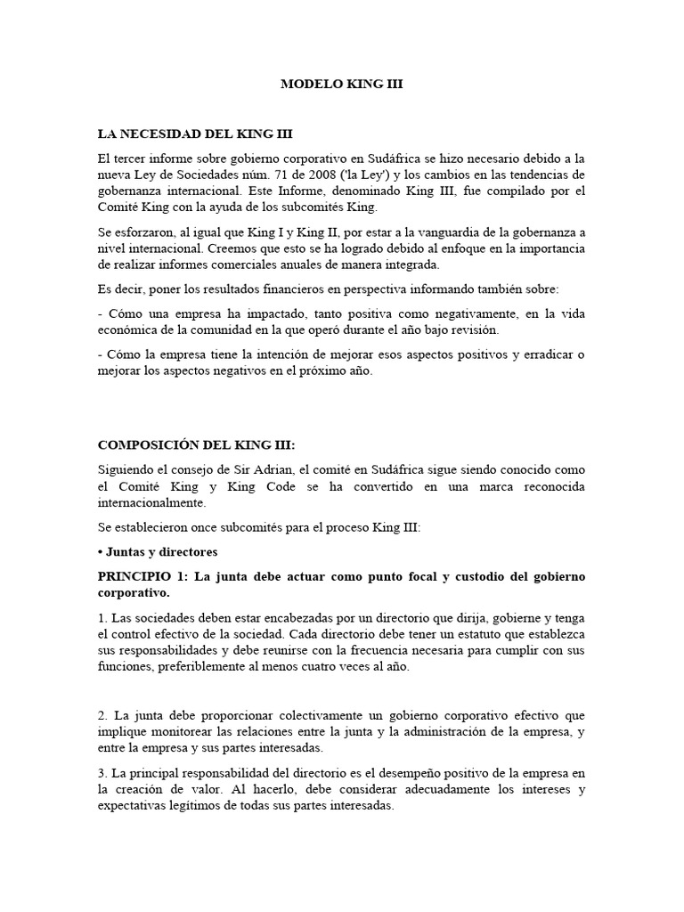 Modelo King Iii | Descargar gratis PDF | Auditoría | Business