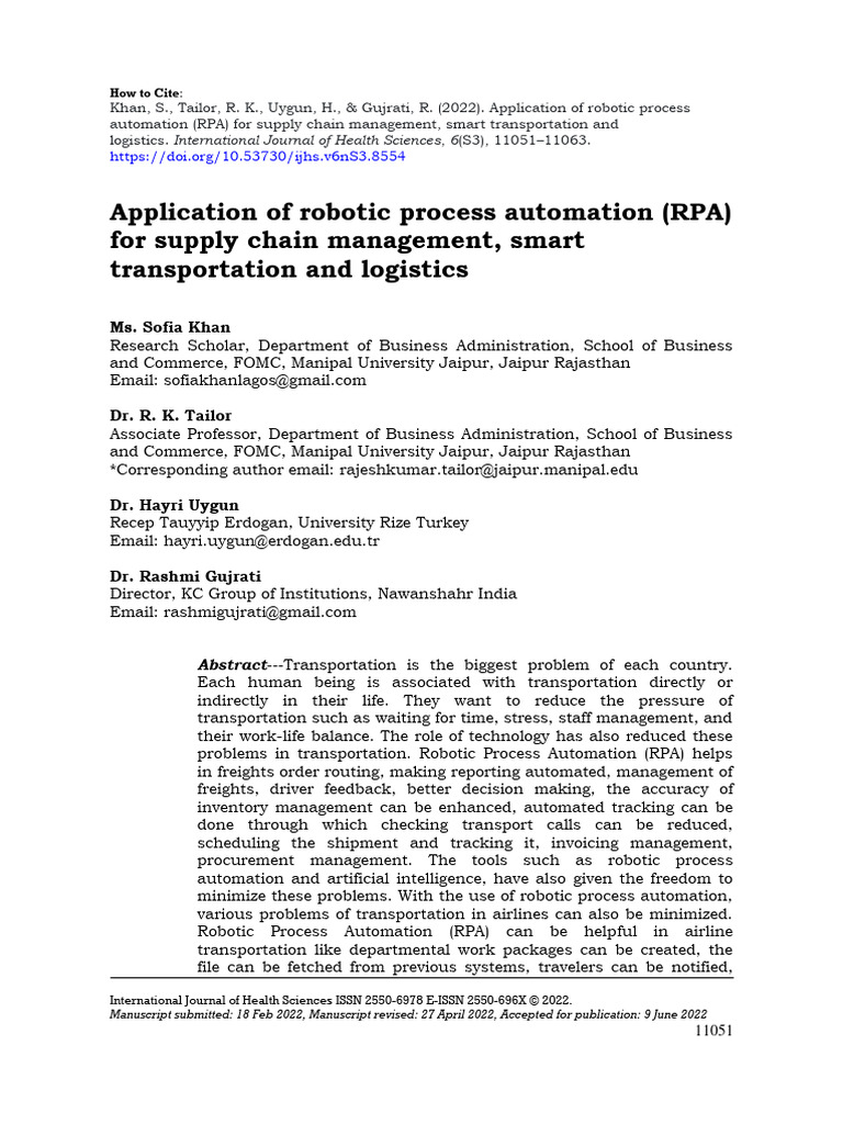 01.application of Robotic Process Automation (RPA) For Supply Chain Management, Smart ...