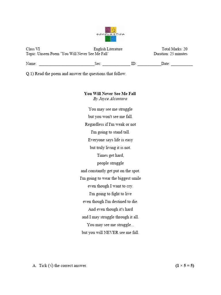 Unseen Poem Analysis for Class 6 | PDF | Poetry | Symbolism (Arts)