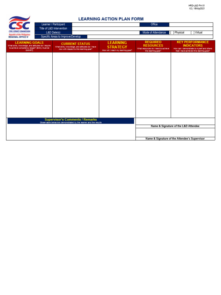 LAP Form v2 | PDF | Learning | Goal