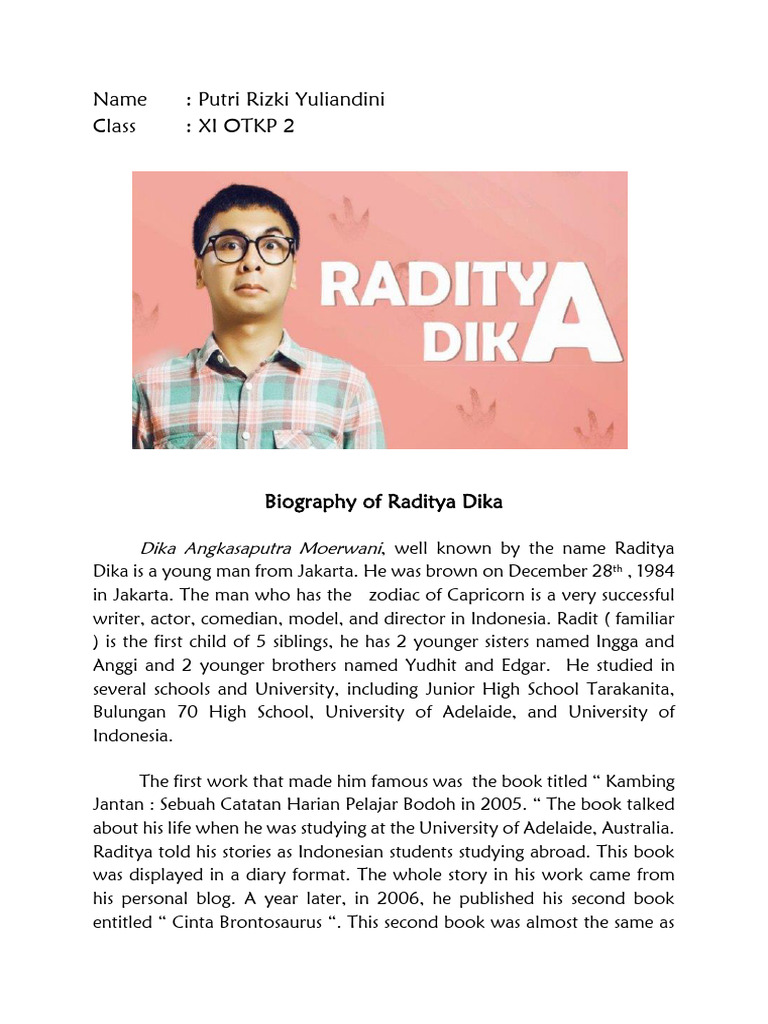 Toaz - Info Biografi Raditya Dikaaa PR | PDF