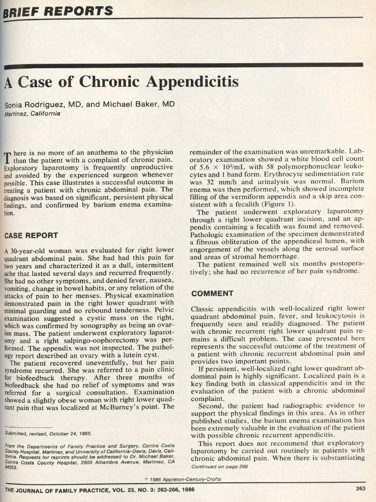 JFP - 1986 09 - v23 - I3 - A Case of Chronic Appendicitis | PDF | Dose ...