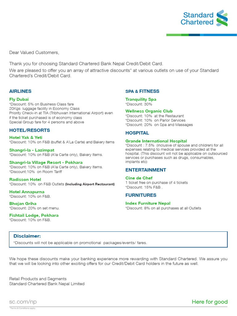 Standard Chartered Discount Booklet | PDF | Discounts And Allowances ...
