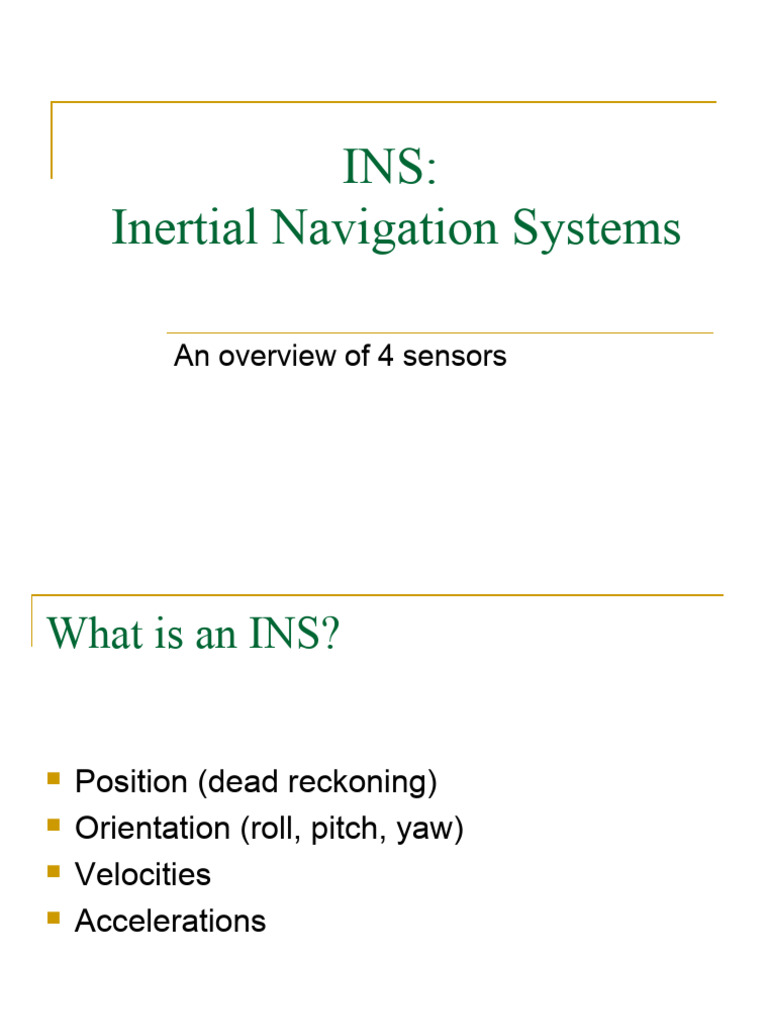 Inertial Navigation Systems Overview | PDF | Inertial Navigation System ...