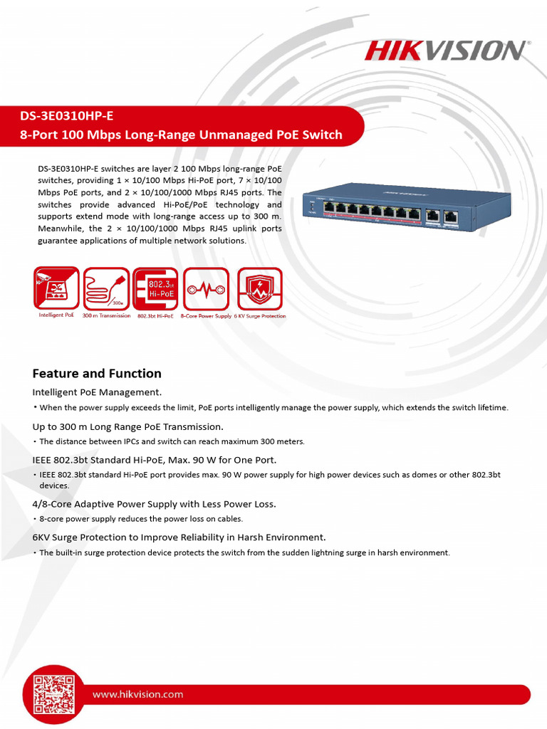 8 Port 100 Mbps Unmanaged PoE Switch | PDF | Network Switch | Computing