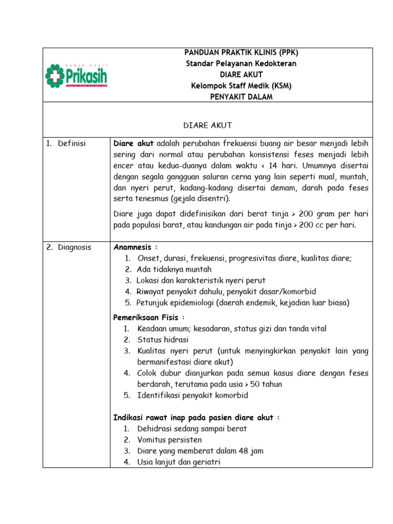 PPK Diare Akut | PDF