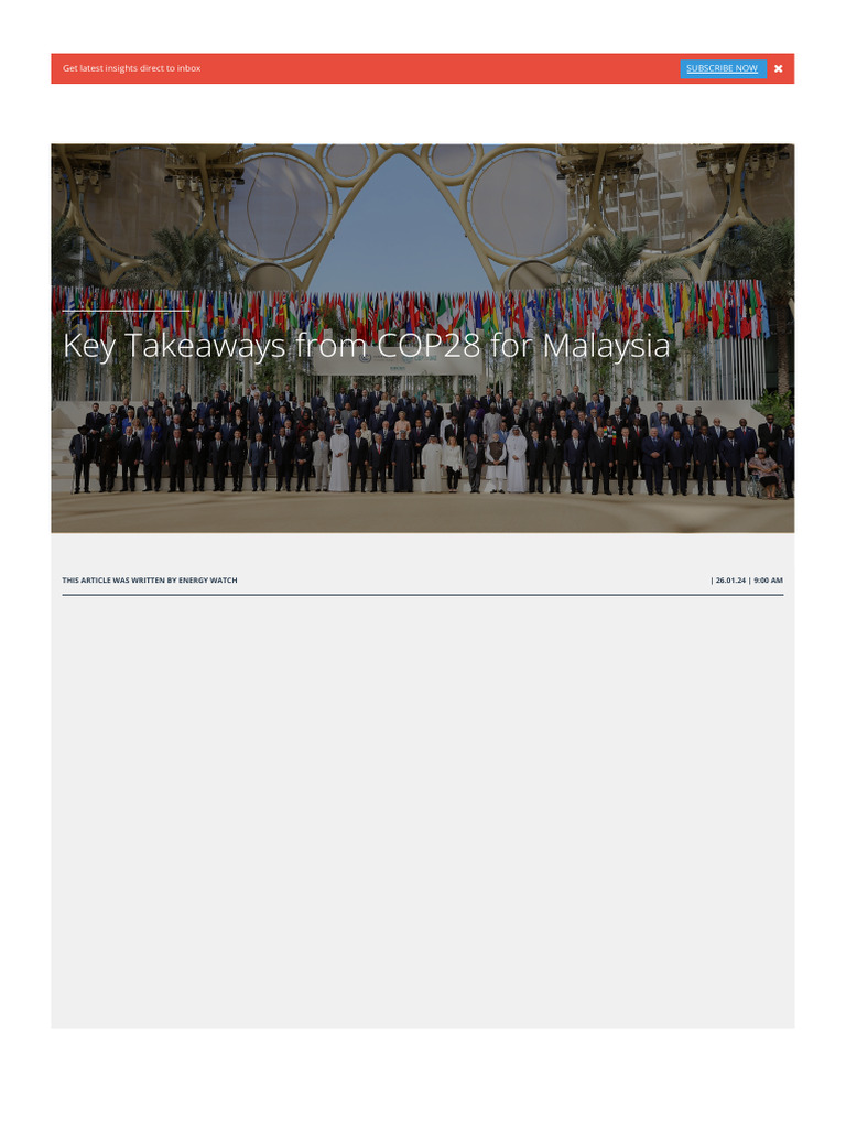 Key Takeaways From COP28 For Malaysia - Energy Watch - Global ...