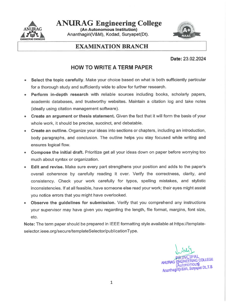 How To Write A Term Paper | PDF