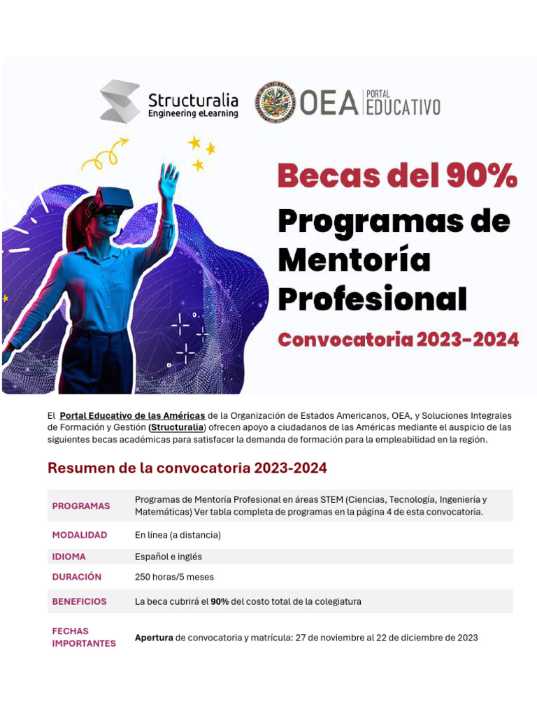 Convocatoria Structuralia-Becas - 2023-2024 - ESP | PDF | Universidad | America latina