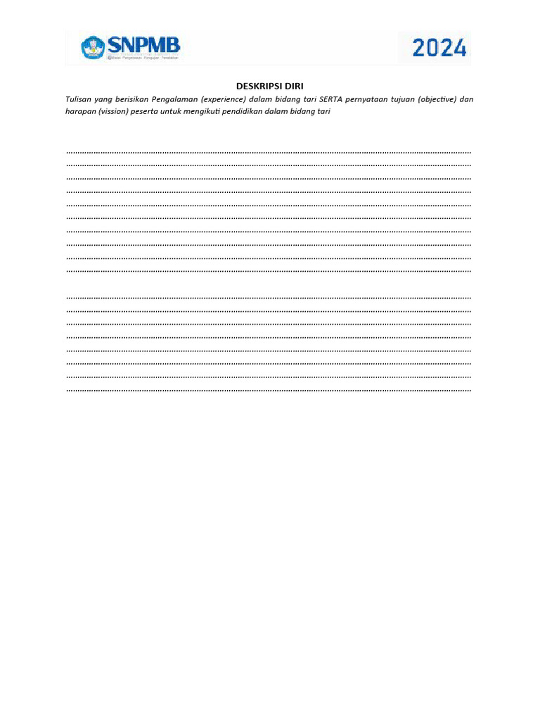 00 Template Deskripsi Diri (Porto Tari SNPMB 2024) | PDF