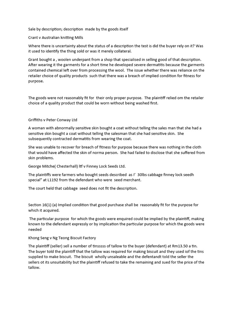 Section 16 Merchantable Quality | PDF