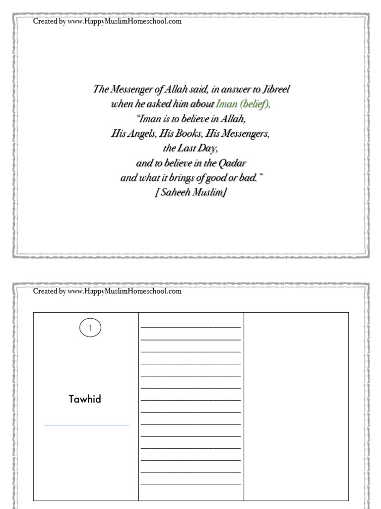 Three Categories of Tawheed NB Pages | PDF | Tawhid | Abrahamic Religions