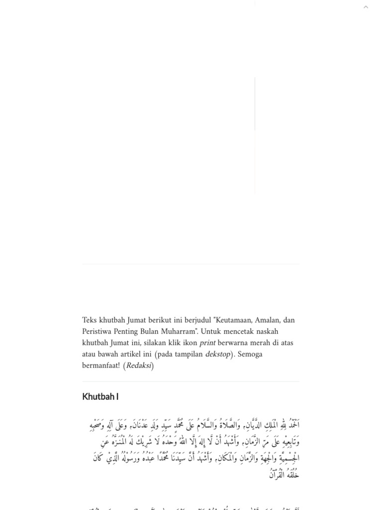 Khutbah Jumat - Keutamaan, Amalan, Dan Peristiwa Penting Bulan Muharram | PDF | Agama ...