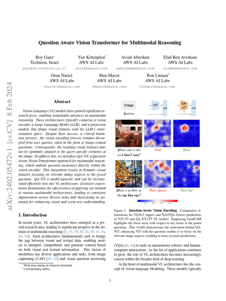 Question Aware Vision Transformer For Multimodal Reasoning | PDF | Computational Neuroscience ...