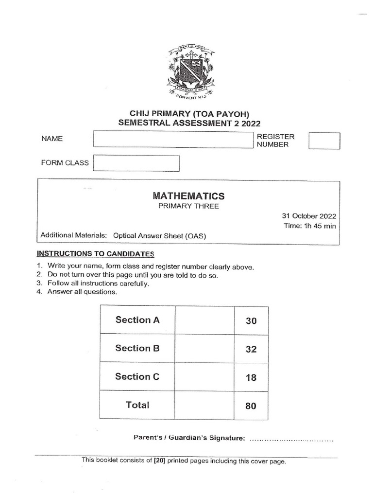 p3 Maths 2022 Chijtp Sa2 Papers | PDF