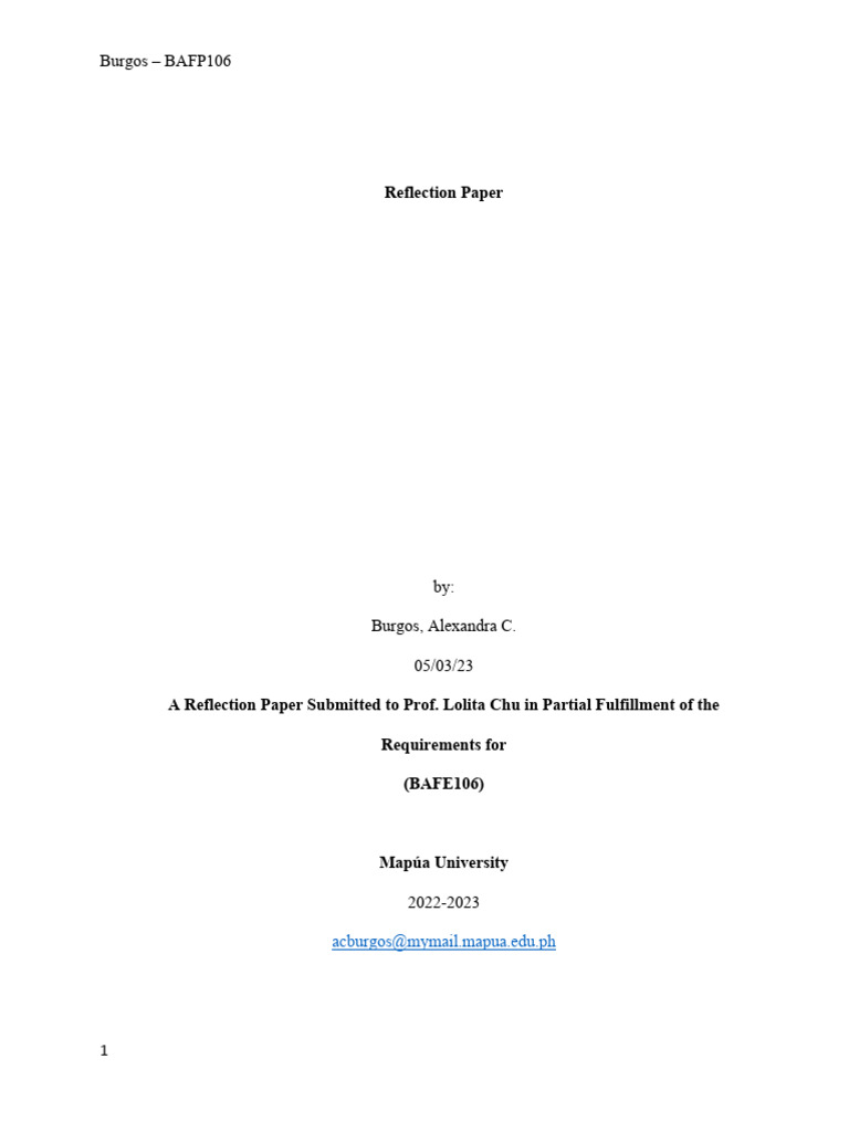 Reflection Paper | PDF