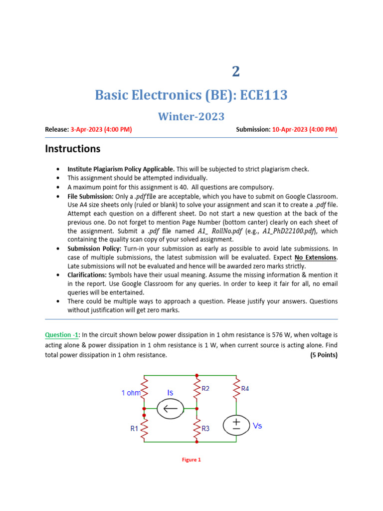 BE Assignment-2 2023 | PDF | Electrical Network | Resistor
