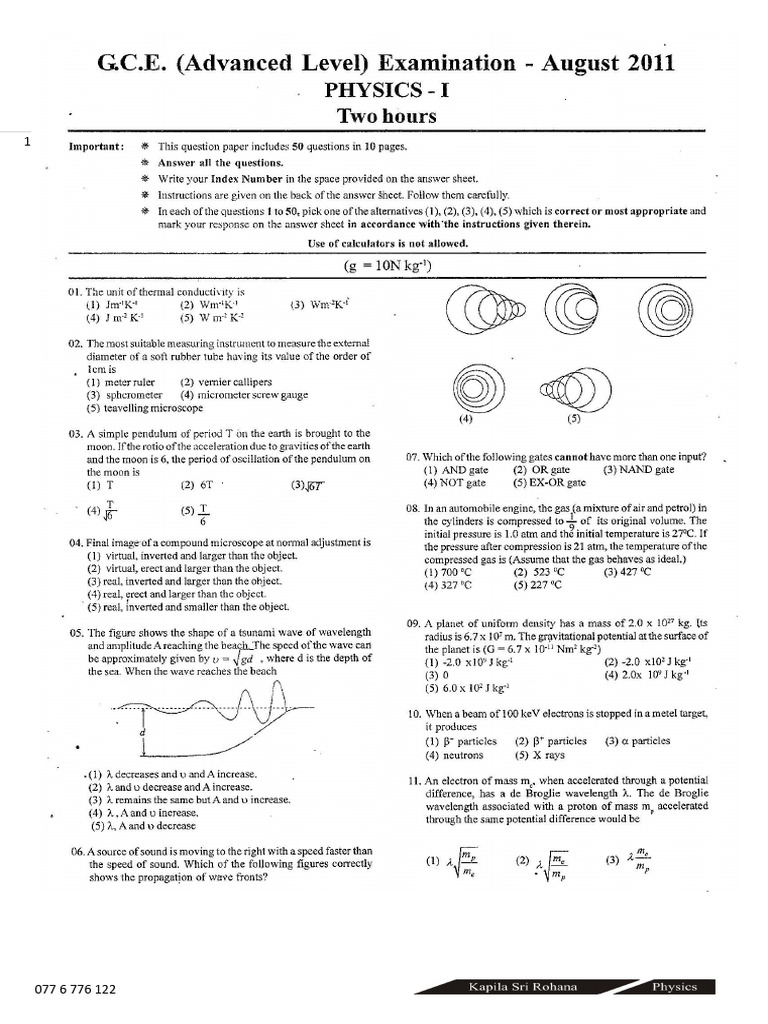 2011 Physics English Medium | PDF