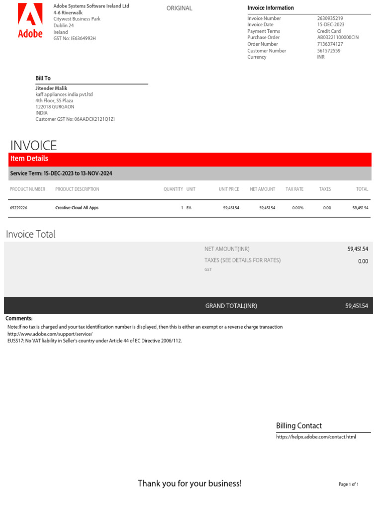 Invoice 7136374127 INVOICE | PDF | Invoice | Value Added Tax