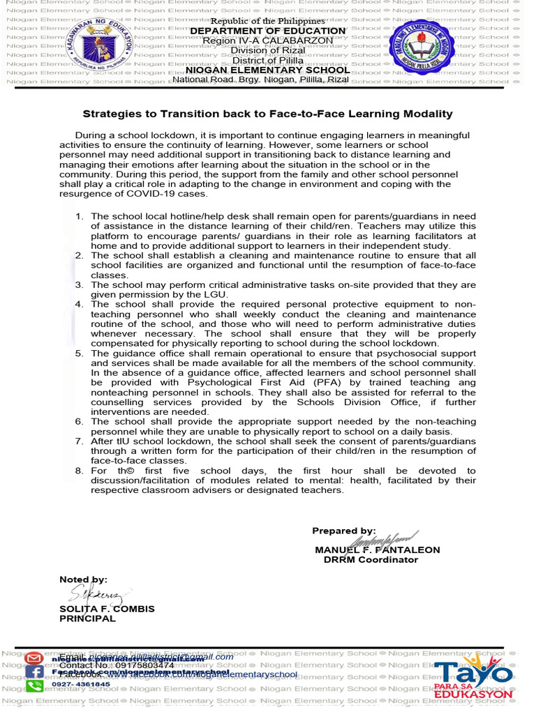 Strategies On Return To School | PDF | Learning | Teachers