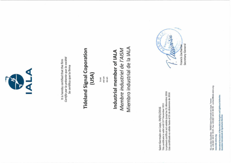 IALA Certificate 2016 | PDF