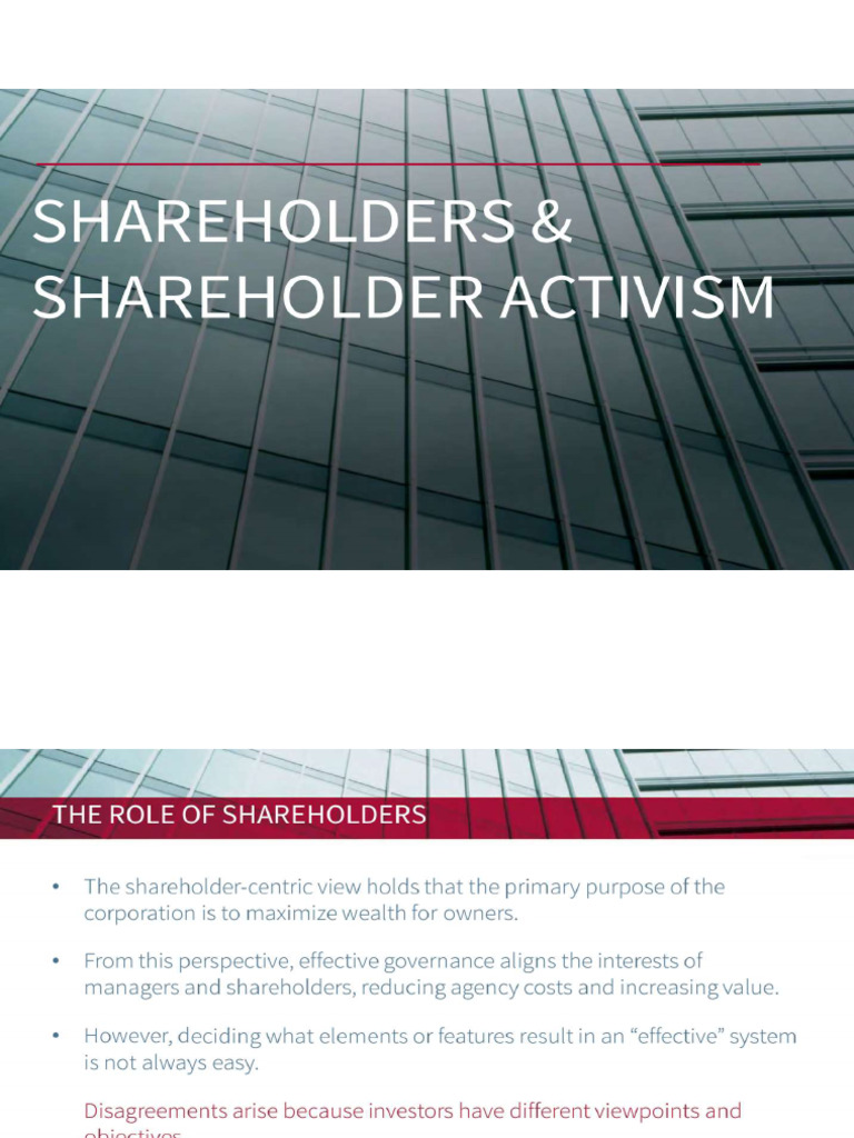 Shareholders and Shareholder Activism | PDF