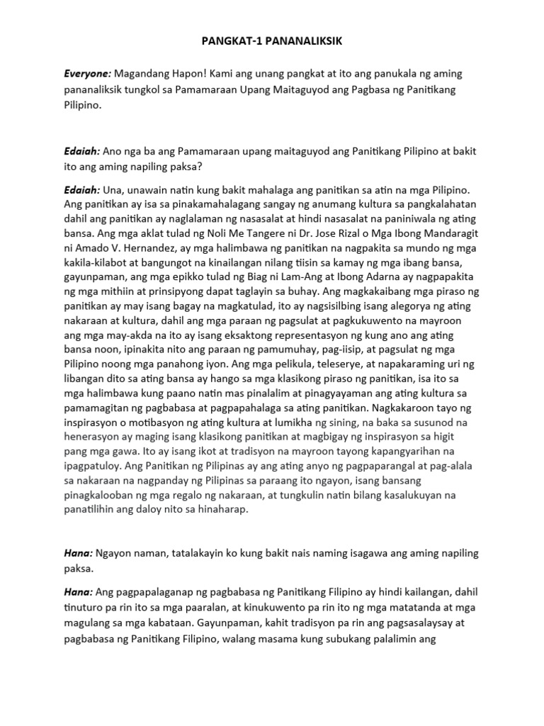 Filipino Research G1 Script | PDF