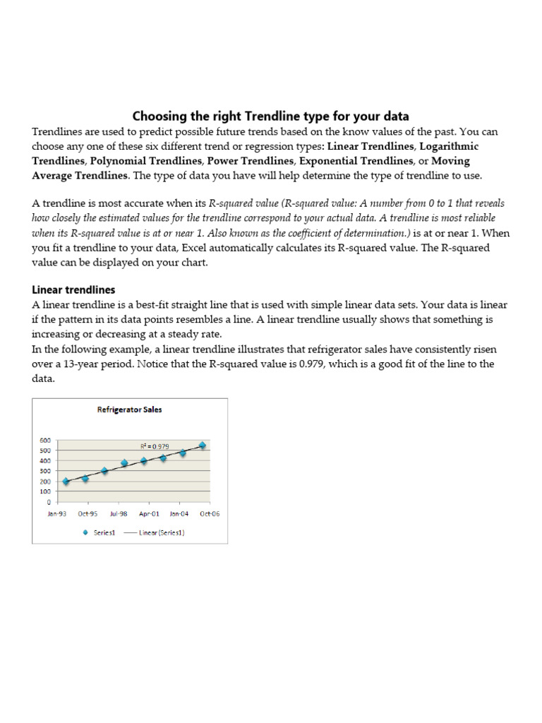 Microsoft Excel Chart Trendlines | PDF | Coefficient Of Determination ...