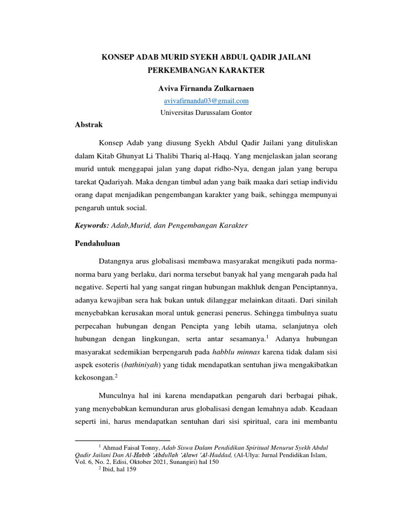 Konsep Adab Syekh Abdul Qadir Jailani | PDF