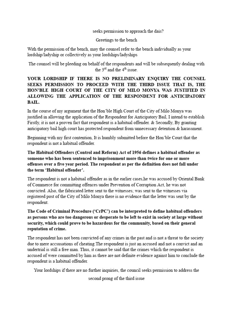 Speech - Respondent | Download Free PDF | Bail | Crimes